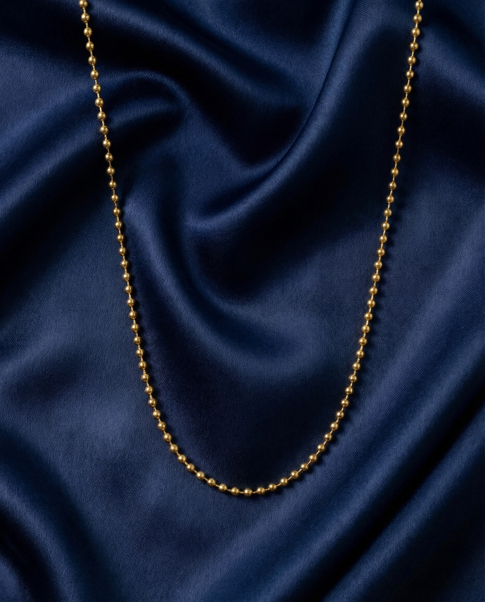 18K Solid Gold Bead Chain Necklace for Men | Real Gold Ball Chain ...