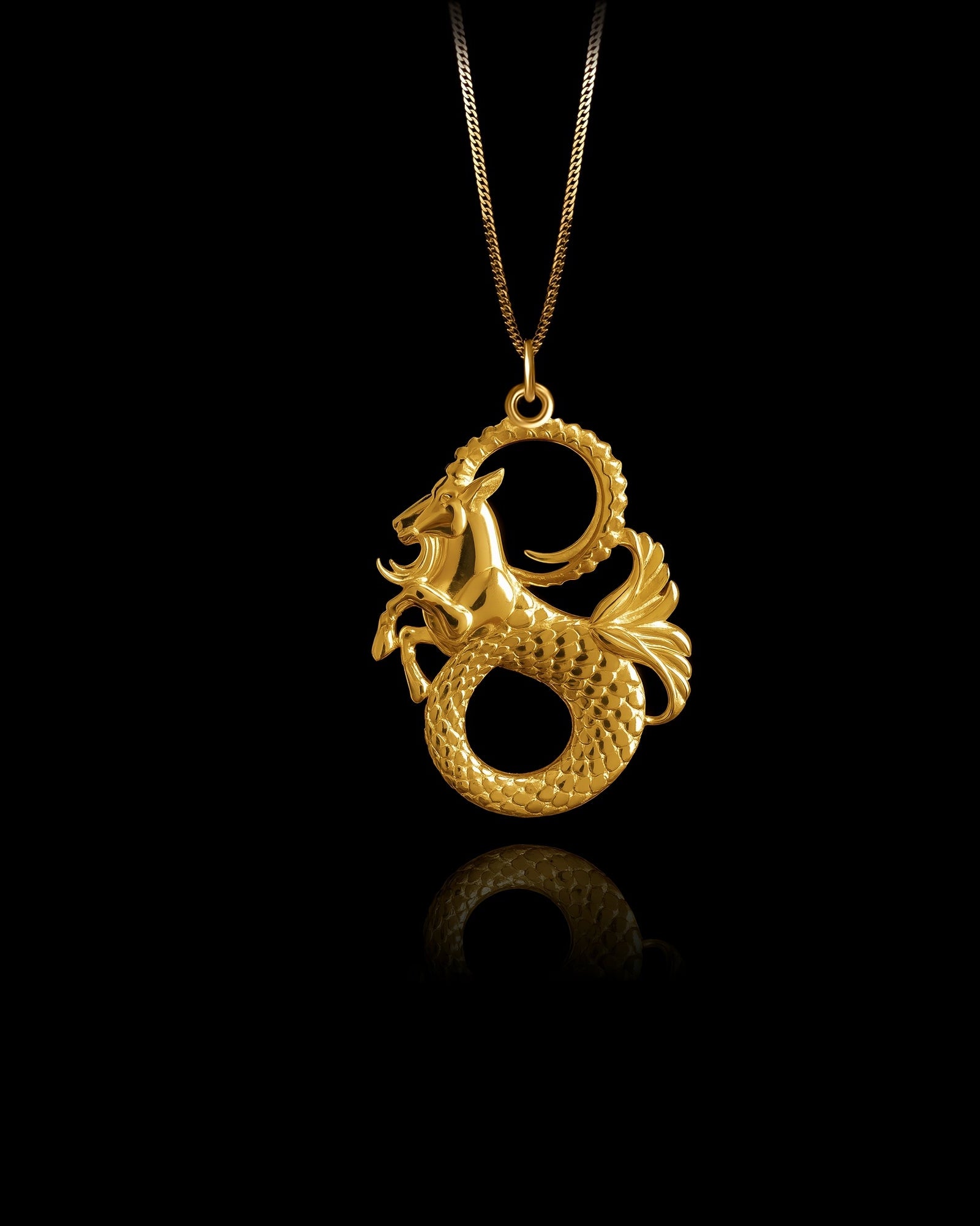 Gold Capricorn Zodiac Pendant Necklace 14K, 18K Solid Gold | Made in ...