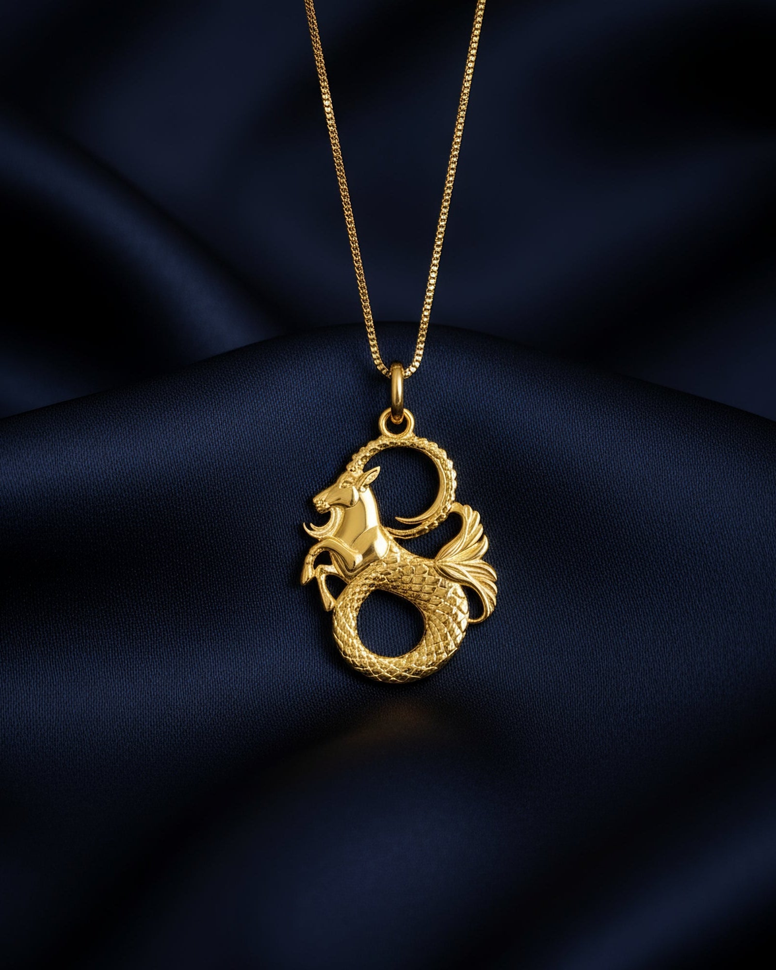 Gold Capricorn Zodiac Pendant Necklace 14K, 18K Solid Gold | Made in ...