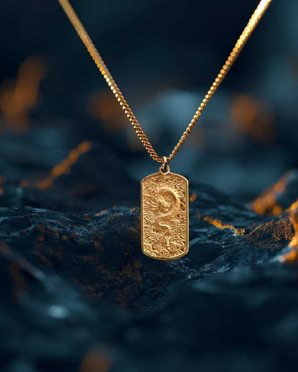 14K, 18K Gold Dragon Tag Pendants & Necklaces | Made in USA– Johnny saint
