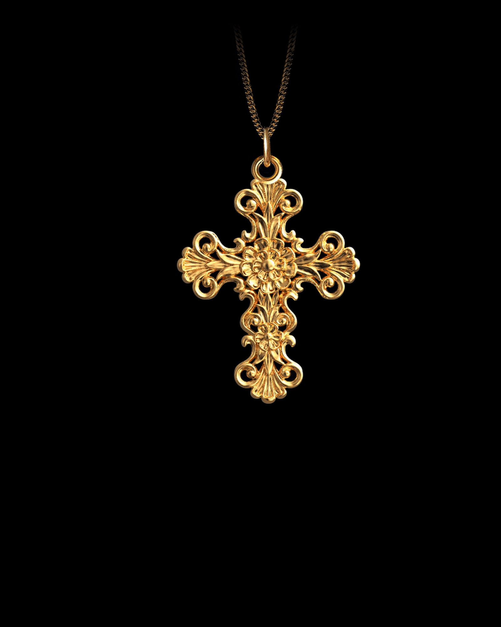 Solid Gold Floral Cross Pendants & Necklaces | Made in USA– Johnny saint