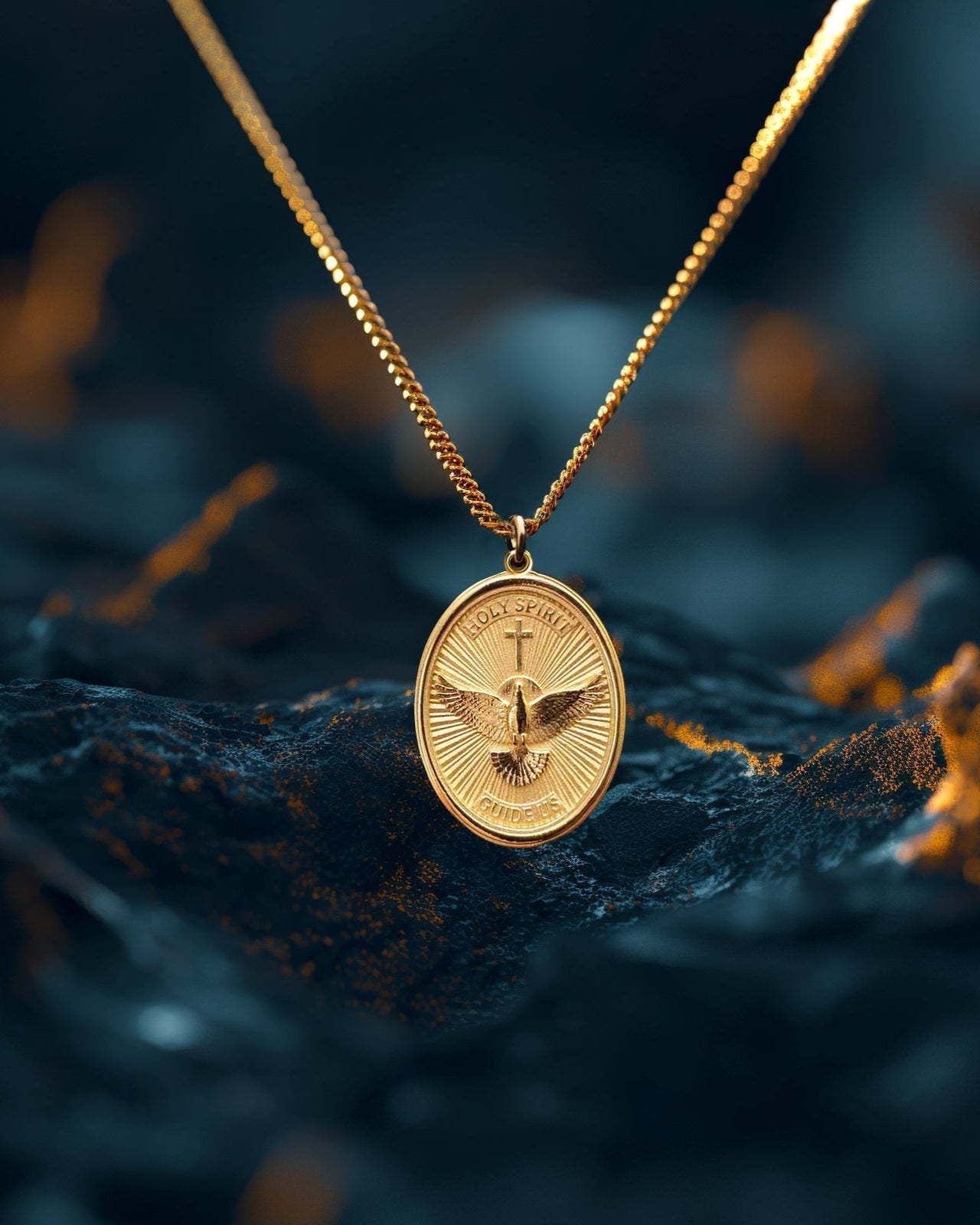 Gold Holy Spirit Dove Pendant Necklace 14K, 18K Solid Gold | Made in ...