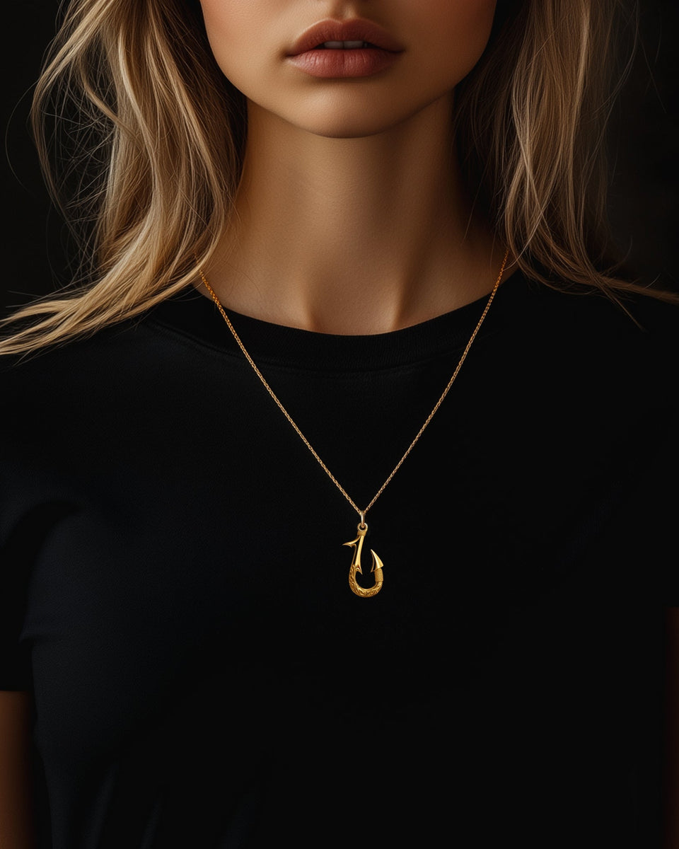 Gold Fish Hook Pendants 14K, 18K Solid Gold | Made in USA– Johnny saint